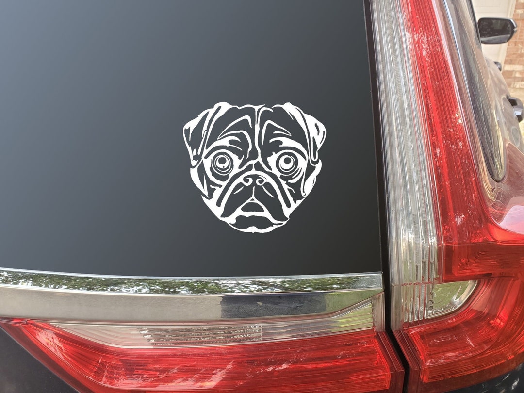 Pug Decal, Car Decal, Car Sticker, Bumper Sticker, Laptop, Tumbler ...