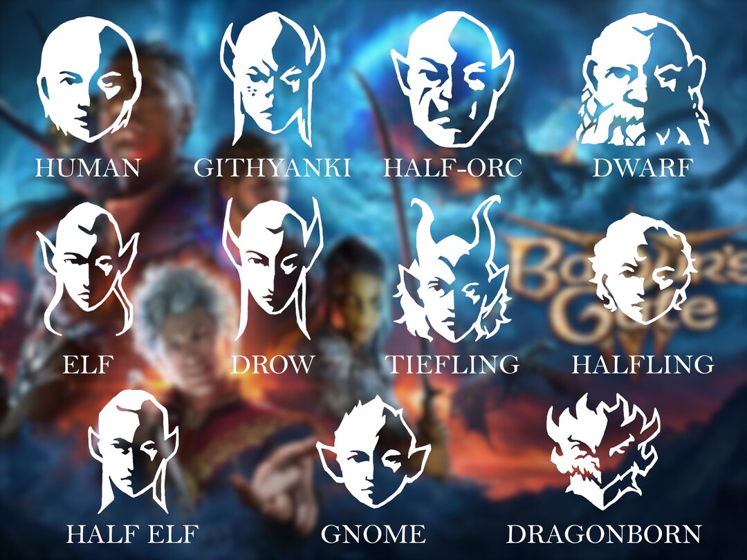 Baldurs Gate 3 Race Sticker Pack - Baldur Gate 3 Decal Pack - PC ...