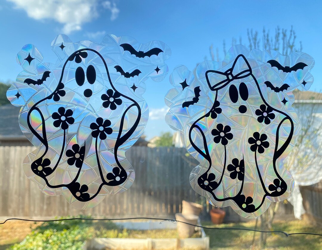 Ghost Suncatcher Window Cling Decal Halloween Mr & Mrs Ghost Boy Girl ...