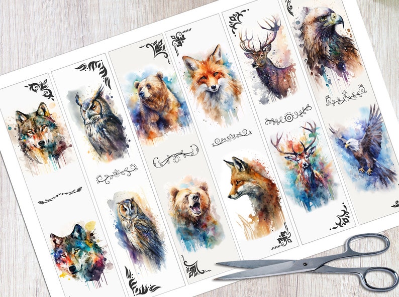 Watercolor Wild Animals Bookmarks - Set of 6 Printable Bookmarks ...