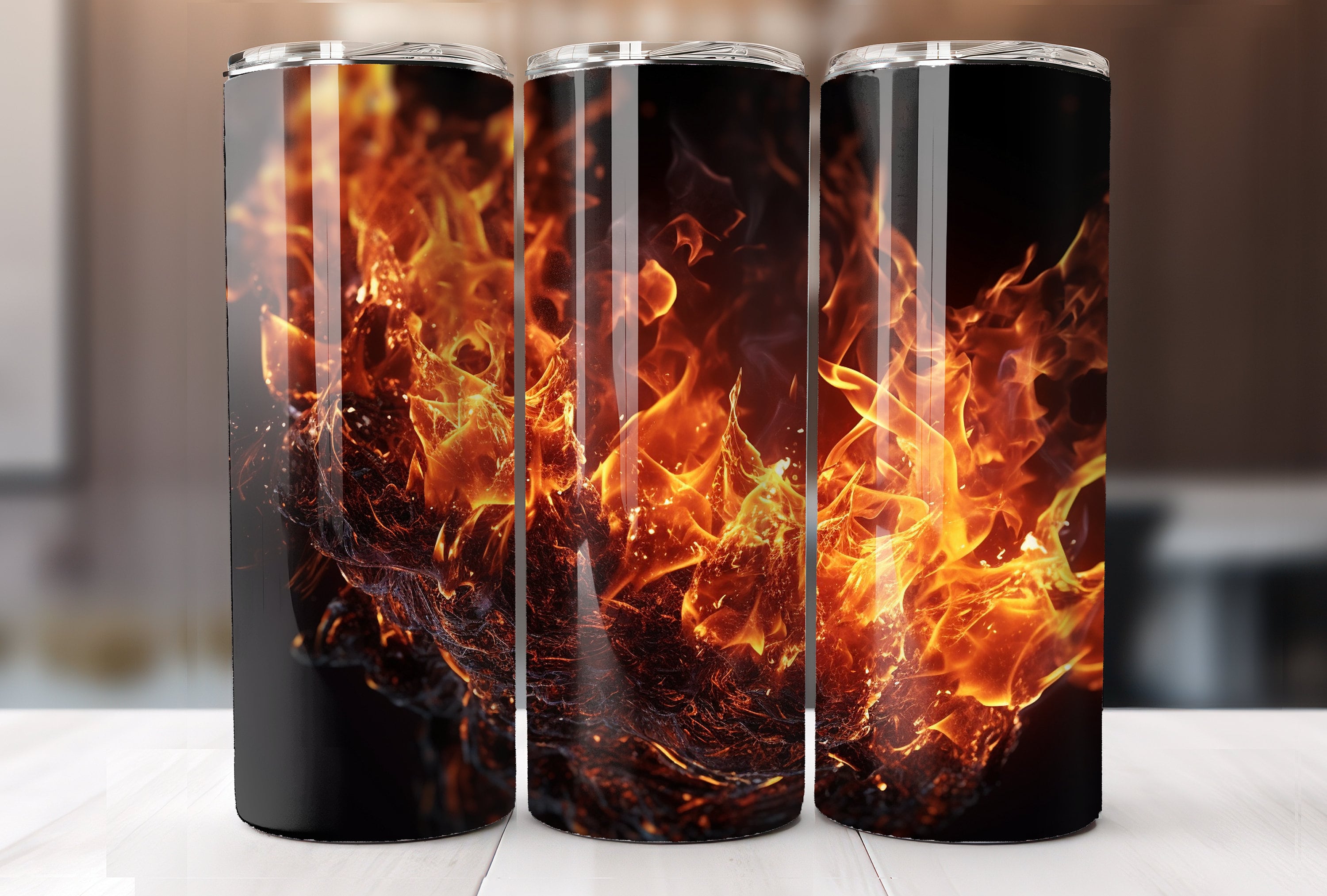 Realistic Fire Flames - 20 Oz Sublimation Tumbler Wrap Design, Instant ...