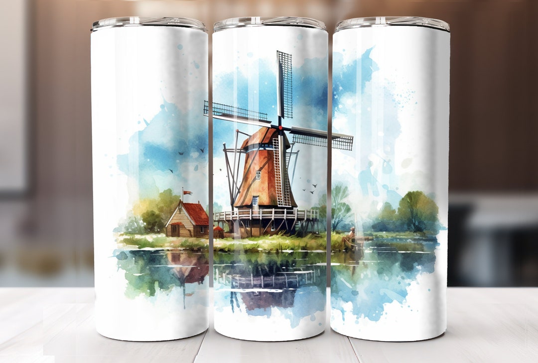 Holland Windmill - 20 Oz Sublimation Tumbler Wrap Design, Instant ...