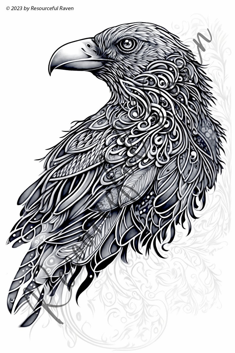 Beautiful Ravens - Volume 3 - Adult Coloring - 5 Pages - Raven, Crow ...