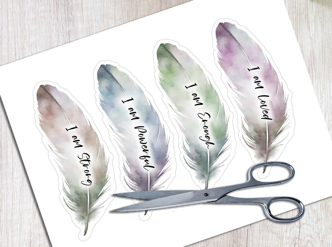 Feather Bookmarks - Set of 4 Printable Book Markers With Spiritual ...