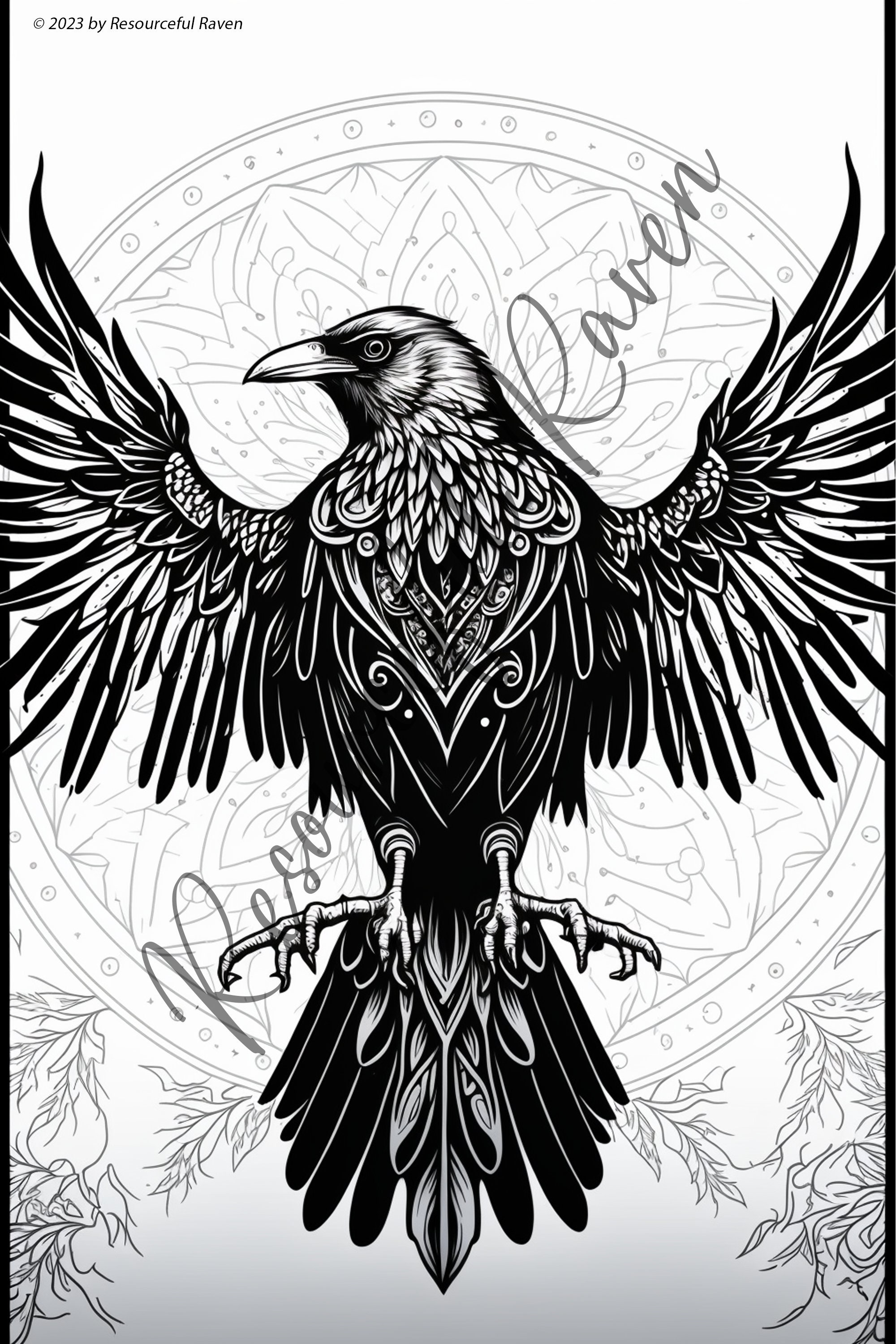 Beautiful Ravens - Volume 2 - Adult Coloring - 5 Pages - Raven, Crow ...