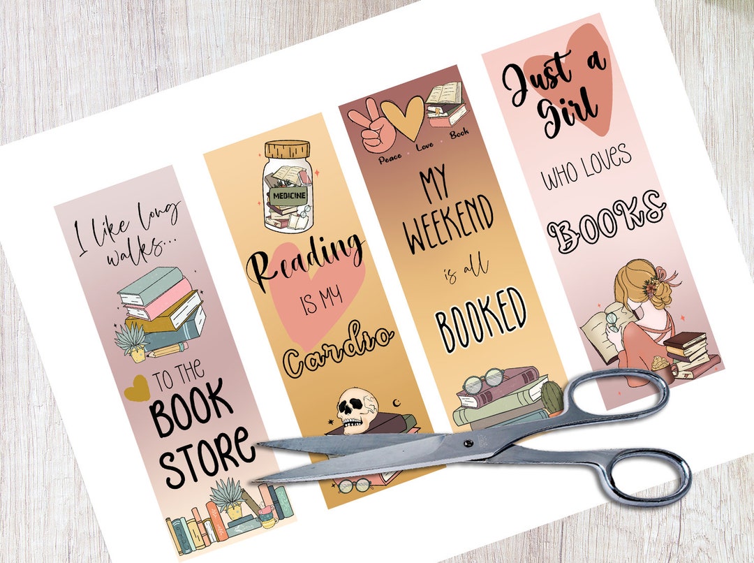 Boho Bookmarks - Set of 4 Printable Book Markers for Book Lovers - Perfect for Junk Journal ...