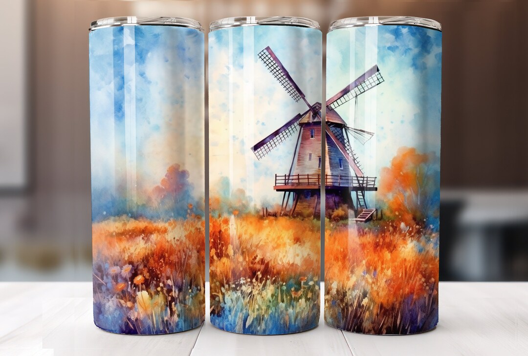 Holland Windmill - 20 Oz Sublimation Tumbler Wrap Design, Instant ...