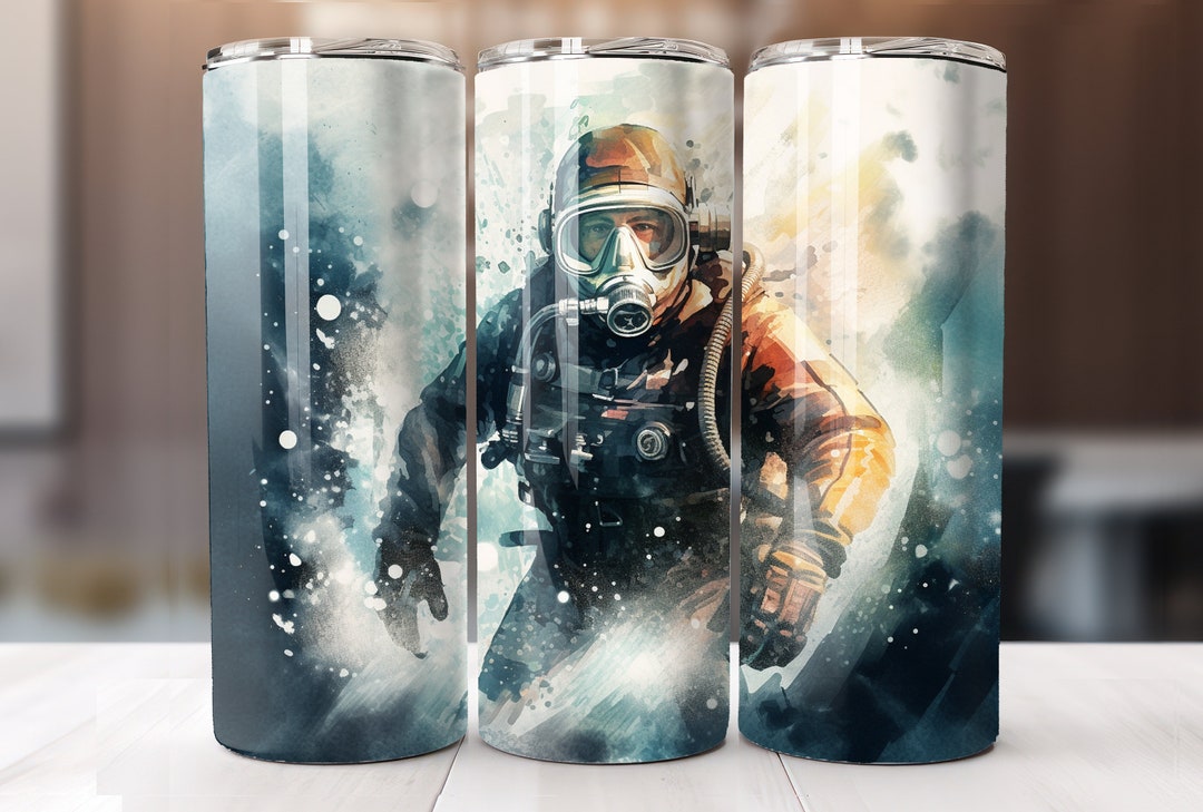 Watercolor Diver Design - 20 Oz Sublimation Tumbler Wrap Design ...