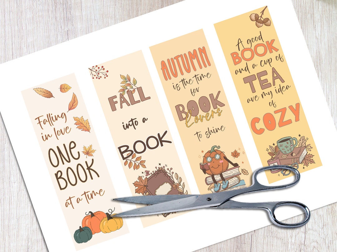 Fall Bookmarks - Set of 4 Printable Autumn Book Markers - Perfect for ...