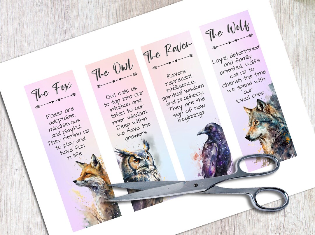 Animal Wisdom Bookmarks - Set of 4 Printable Book Markers With ...