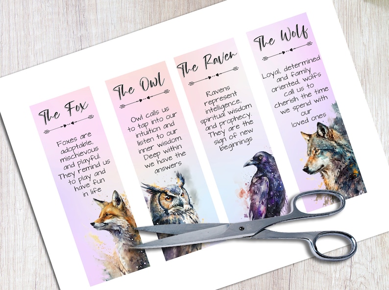 Animal Wisdom Bookmarks - Set of 4 Printable Book Markers With ...