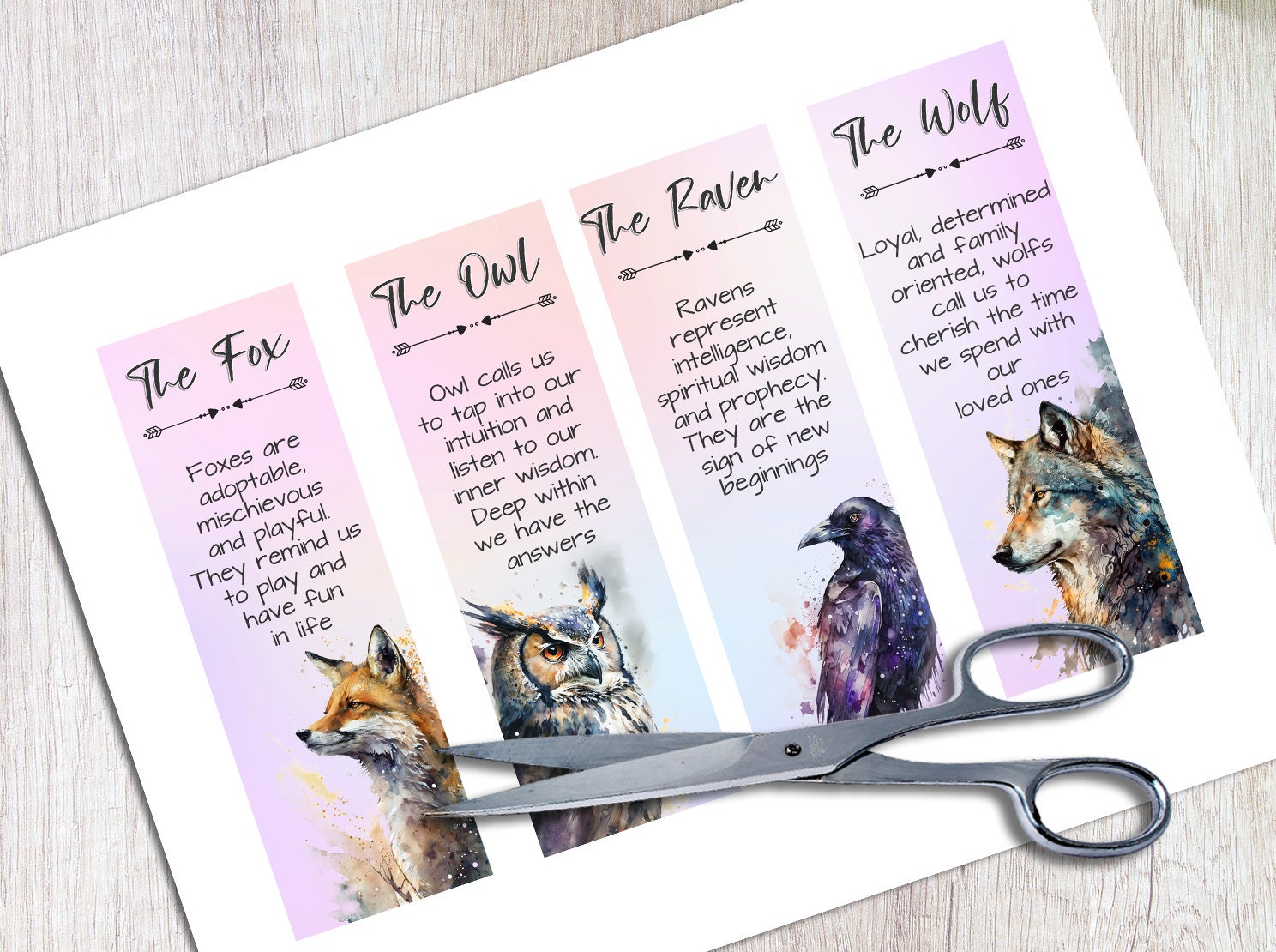 Animal Wisdom Bookmarks - Set of 4 Printable Book Markers With ...