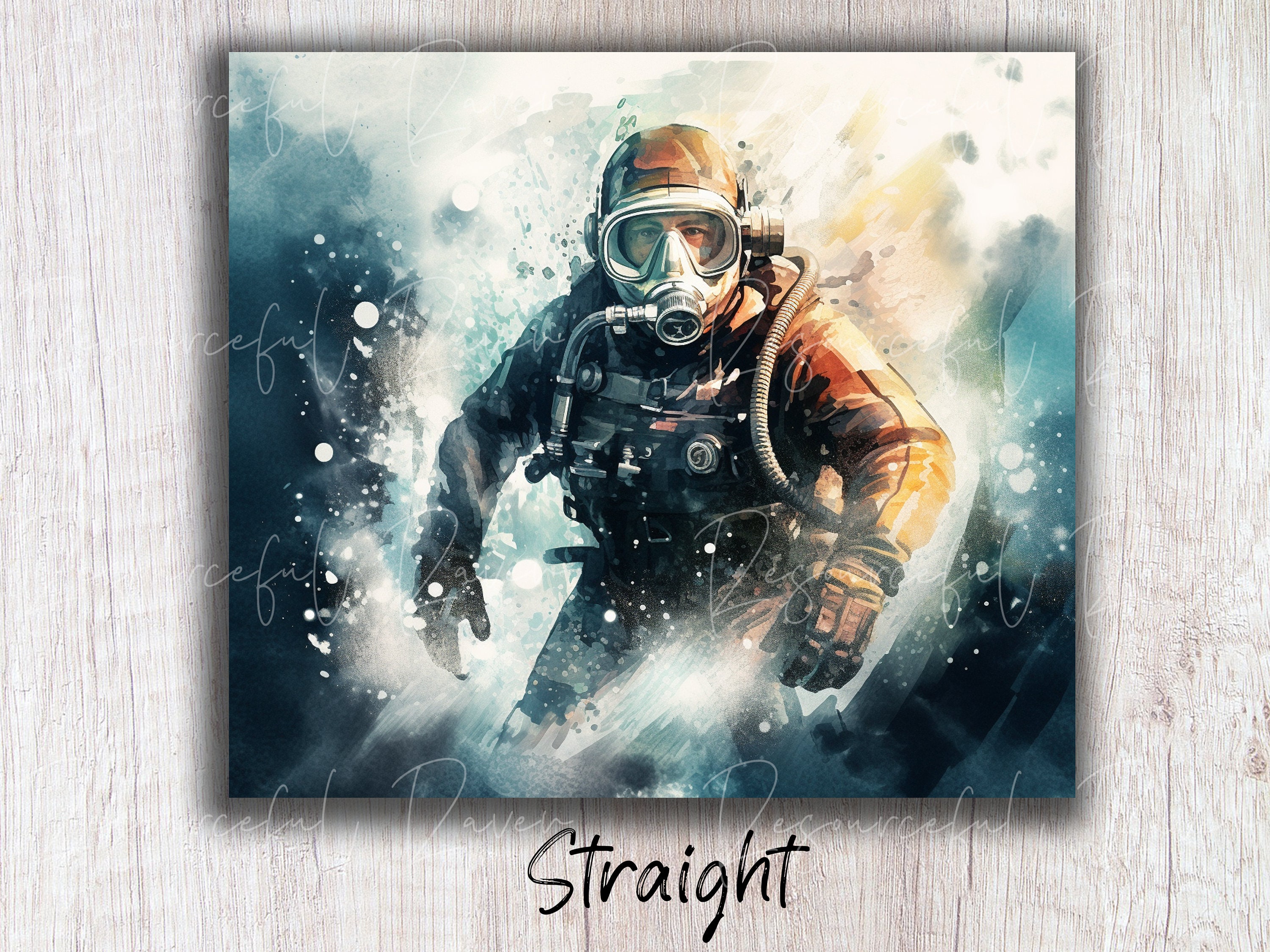 Watercolor Diver Design - 20 Oz Sublimation Tumbler Wrap Design ...