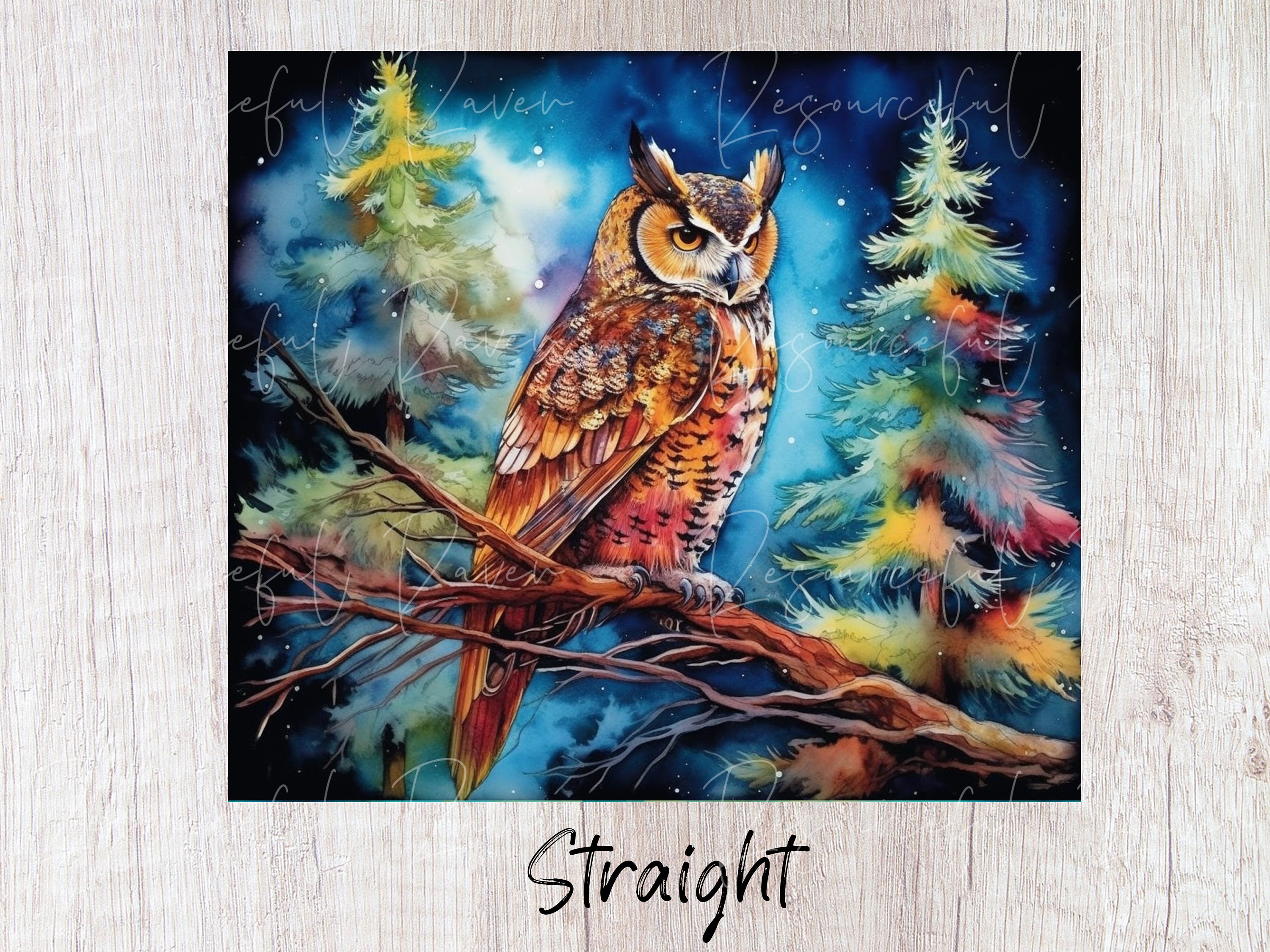 Alcohol Ink Owl - 20 Oz Sublimation Tumbler Wrap Design, Instant ...