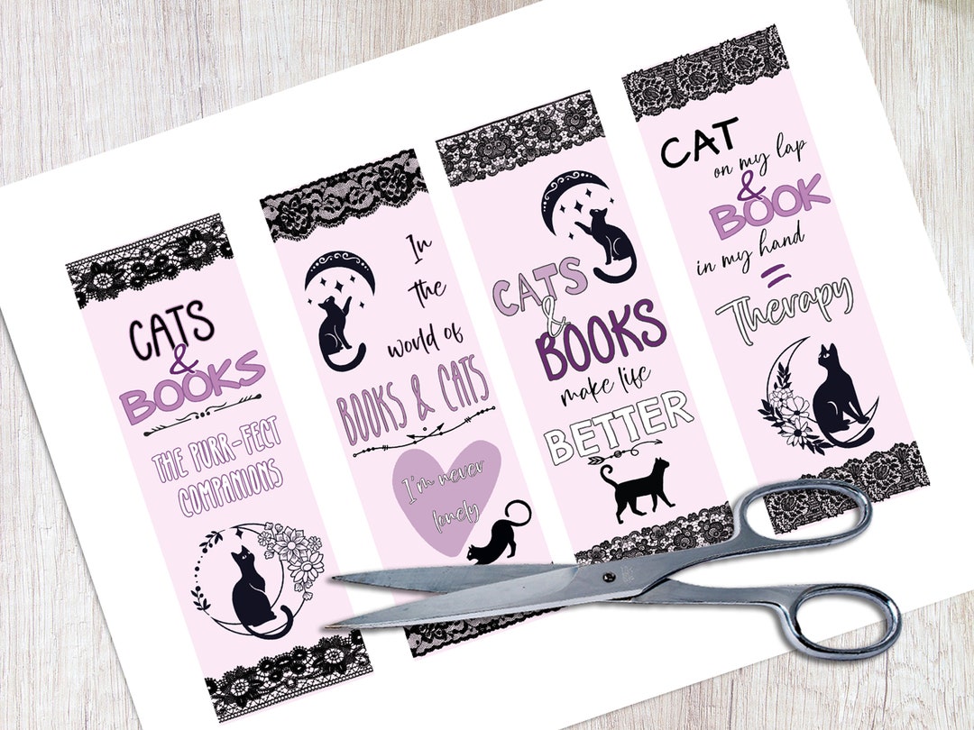Cat Bookmarks - Set of 4 Printable Book Markers for Book Lovers ...