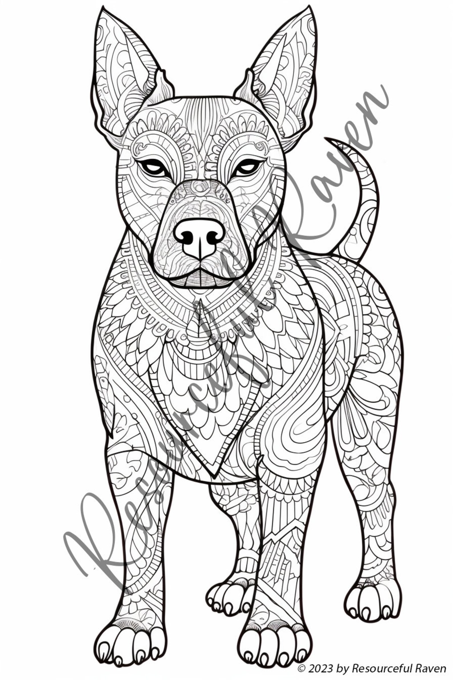 30 Beautiful Dogs - Printable Adult Coloring Pages - Dog Coloring ...