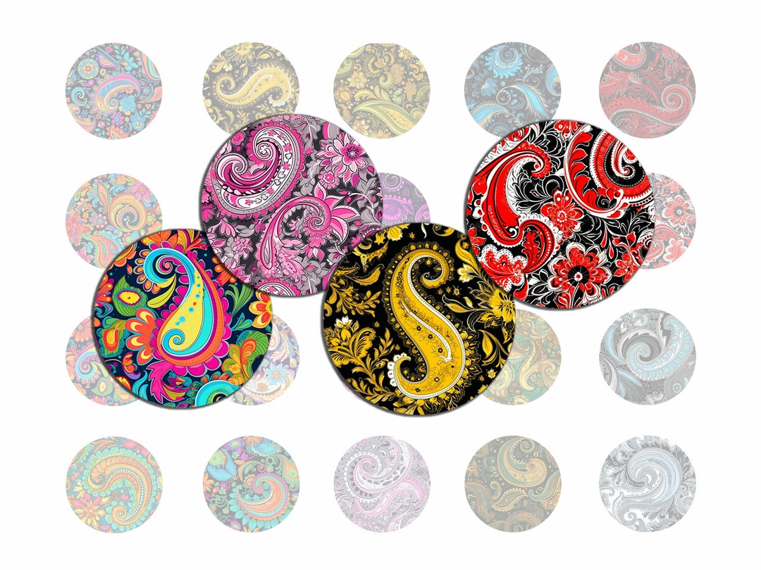 Paisley Pattern Digital Collage Sheet - Printable Circle Round Images ...