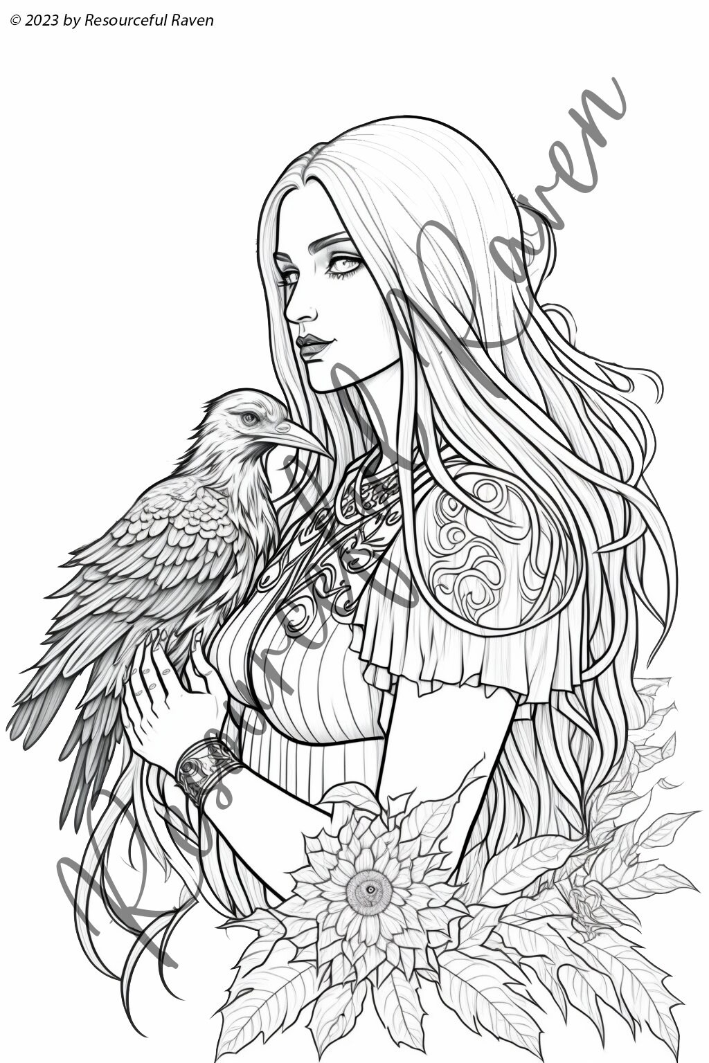 RAVEN QUEENS Printable Adult Coloring PDF Pages Resourceful - Etsy