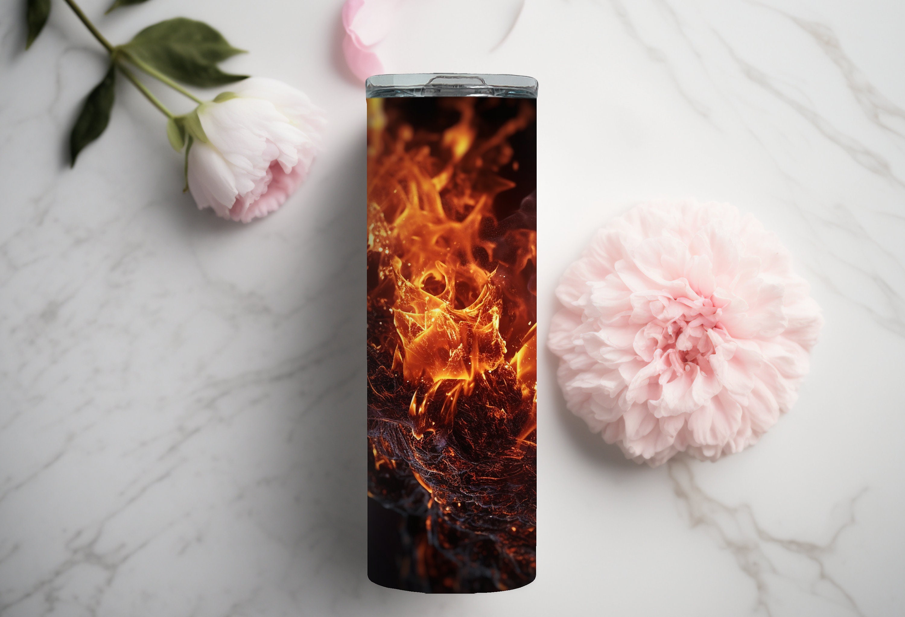 Realistic Fire Flames - 20 Oz Sublimation Tumbler Wrap Design, Instant ...