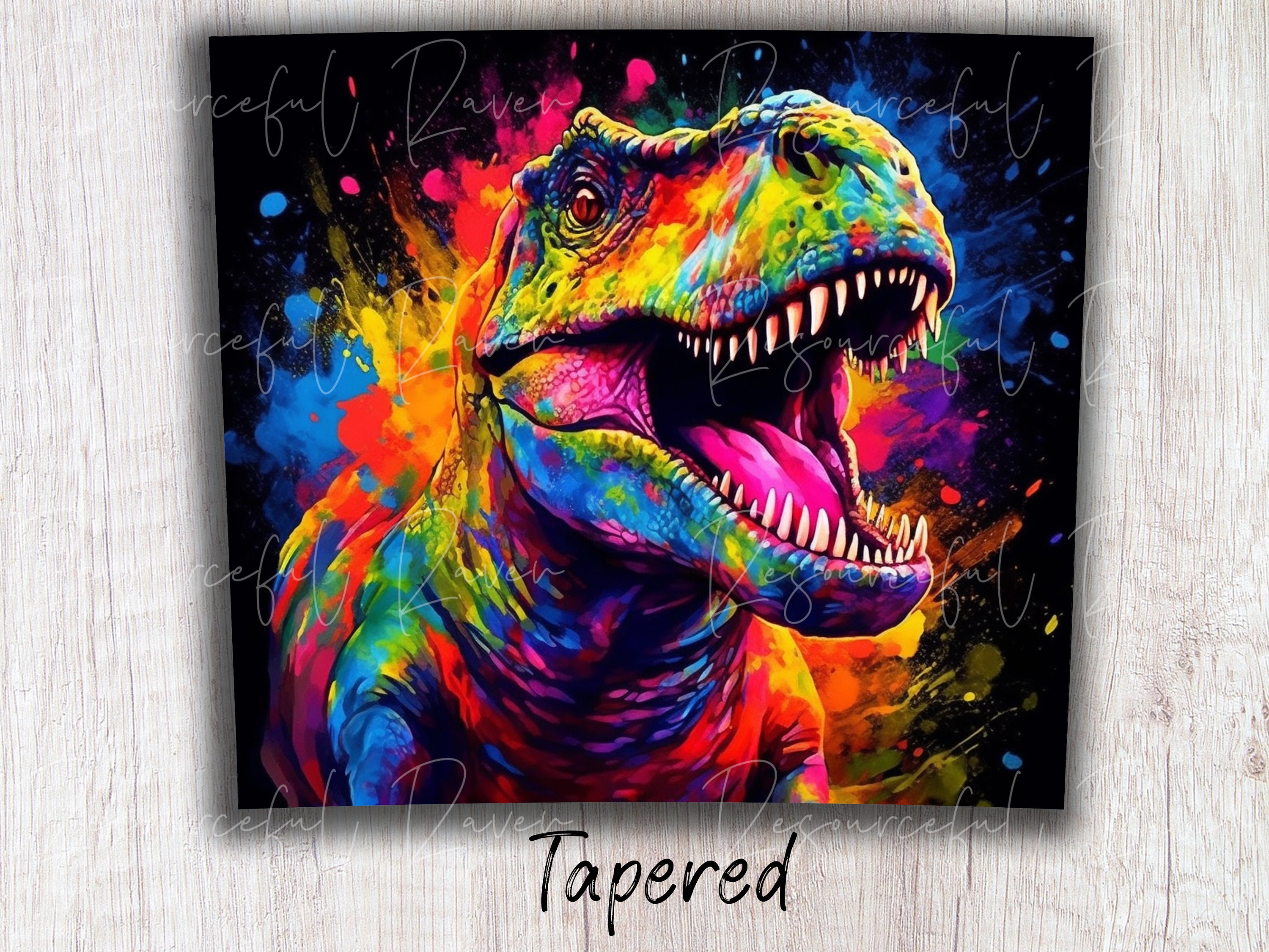 Watercolor T-rex Dinosaur 20 Oz Sublimation Tumbler Wrap Design ...