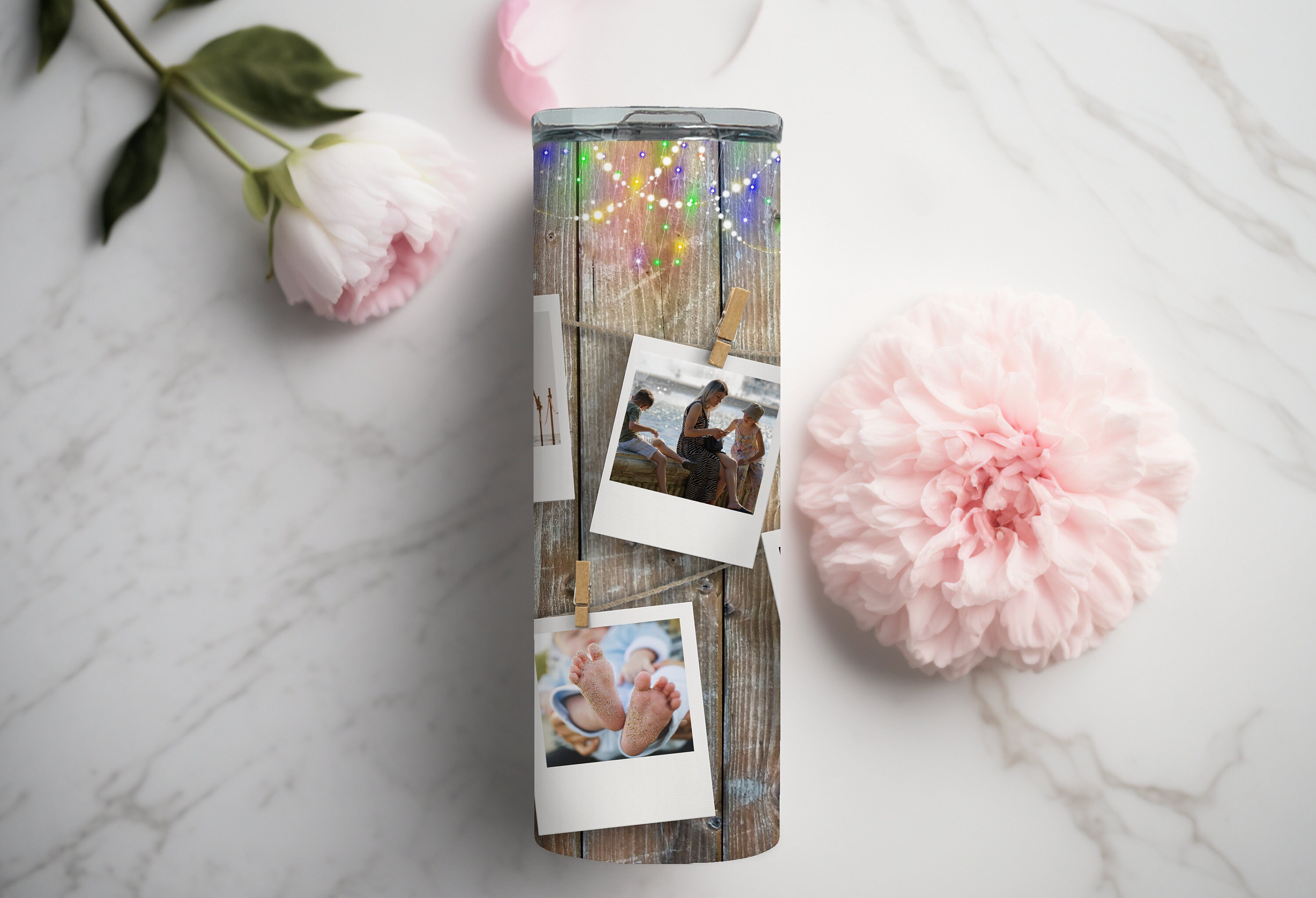 Light String Custom Photo Tumbler Wrap for Couples or Family - Polaroid ...