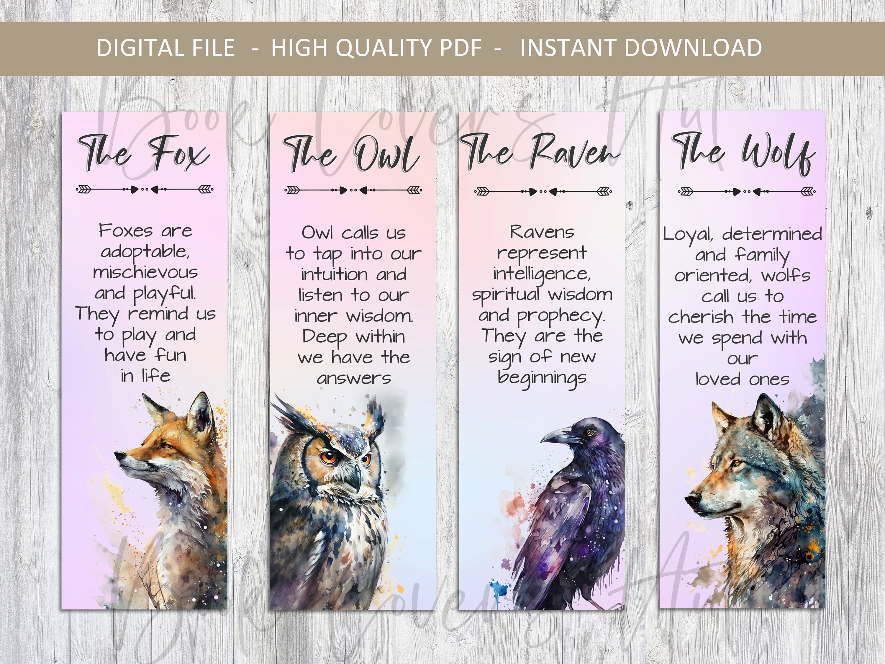 Animal Wisdom Bookmarks - Set of 4 Printable Book Markers With ...