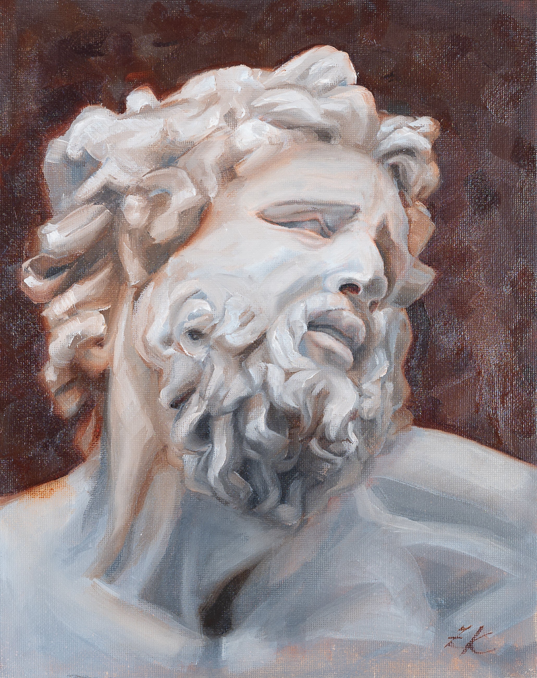 Laocoon (statue Study), Oil on Canvas Board, Original Portrait Painting ...