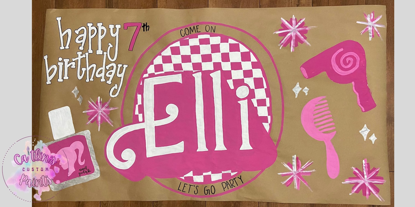 Hand-painted Barbie Birthday Banner: Hand-painted Kraft Paper Banners ...