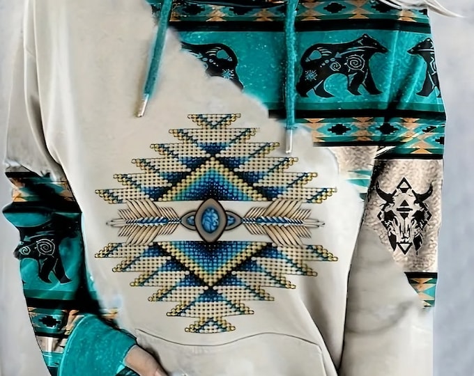 Blue Aztec Hoodie - Etsy