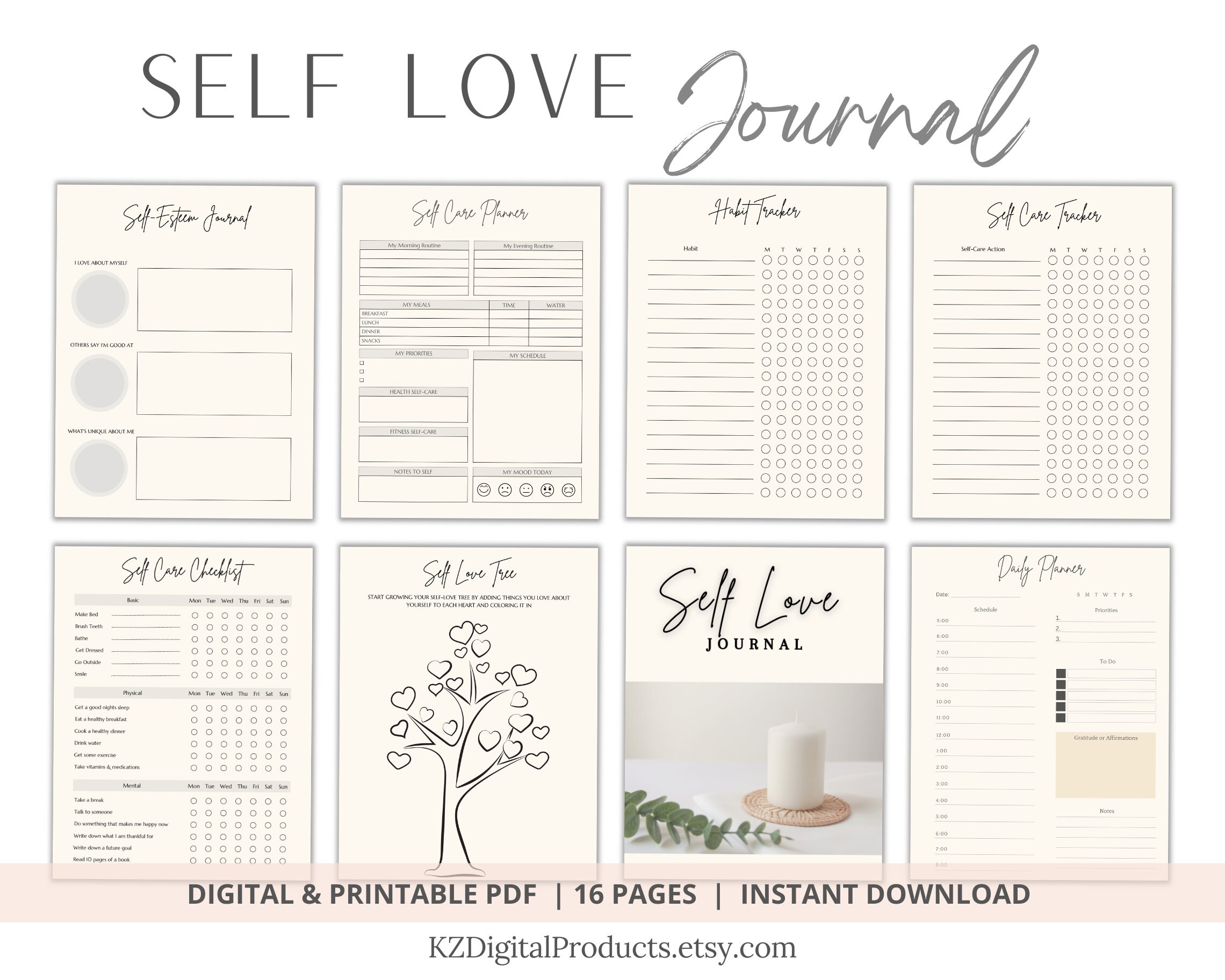 Self Love Journal, Self Love Printable, Mental Health Journal, Wellness ...