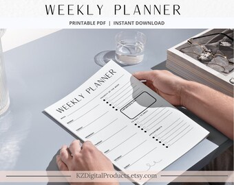 Weekly Planner Printable to Do List, Minimal Weekly Schedule, Weekly ...