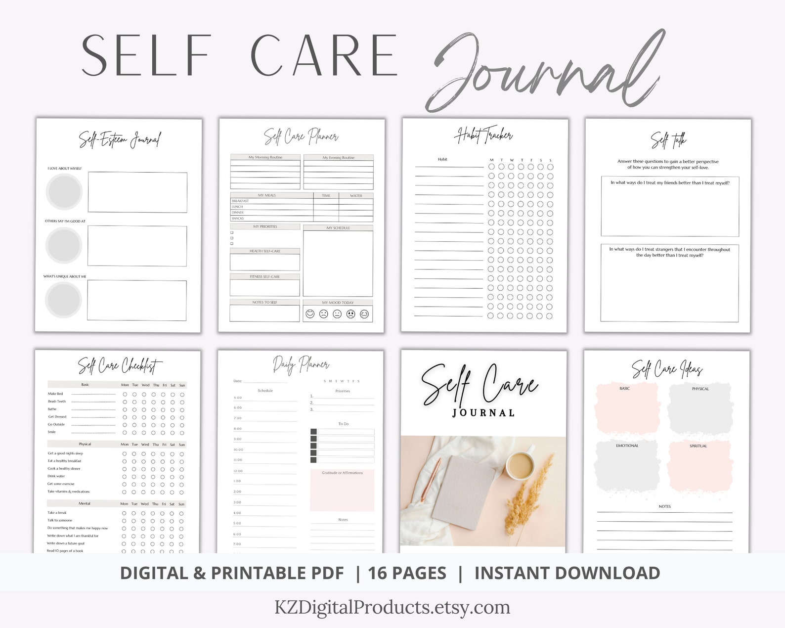 Self Care Journal, Self Care Printable, Mental Health Journal, Wellness ...