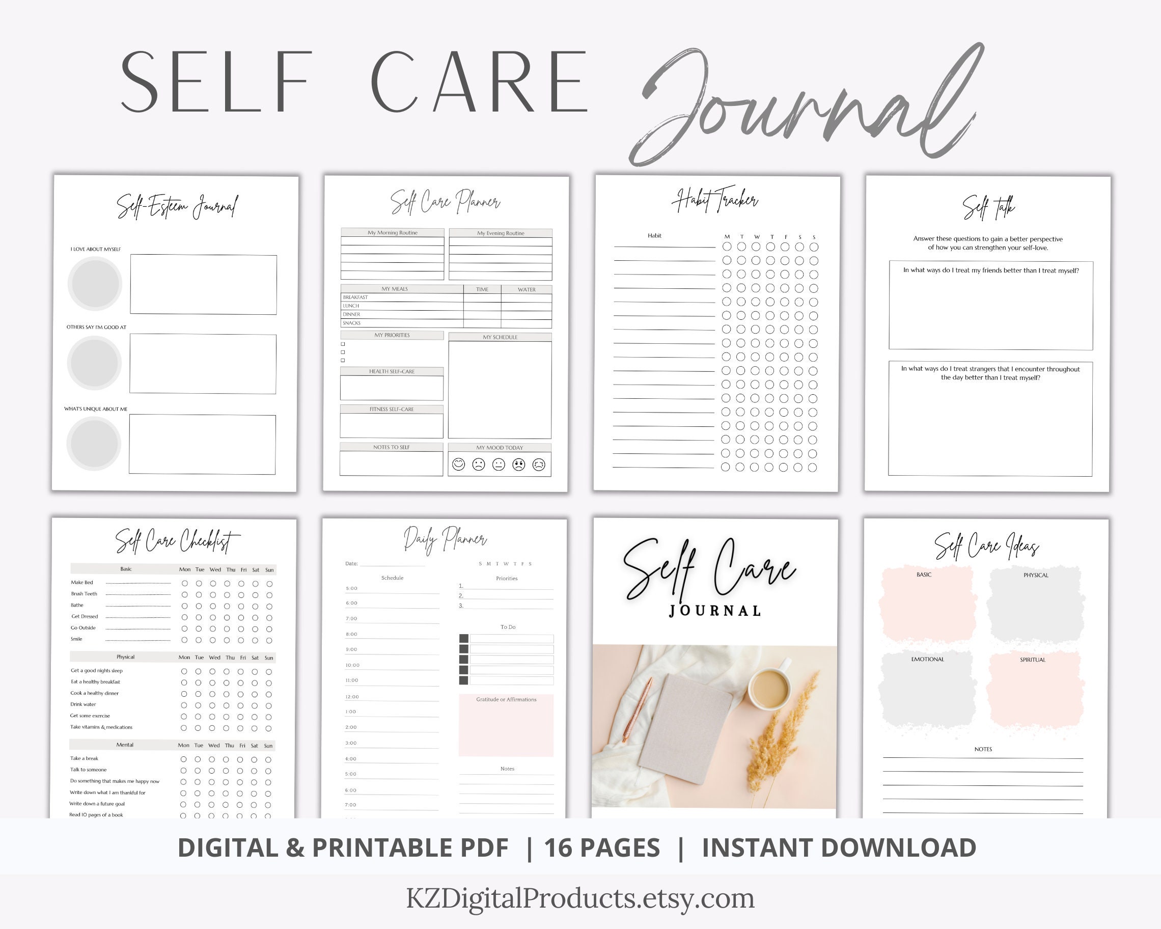 Self Care Journal, Self Care Printable, Mental Health Journal, Wellness ...