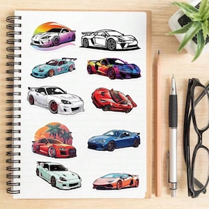 Sports Car Stickers: Waterproof Vinyl Decals for Laptop, Journals (5 ...