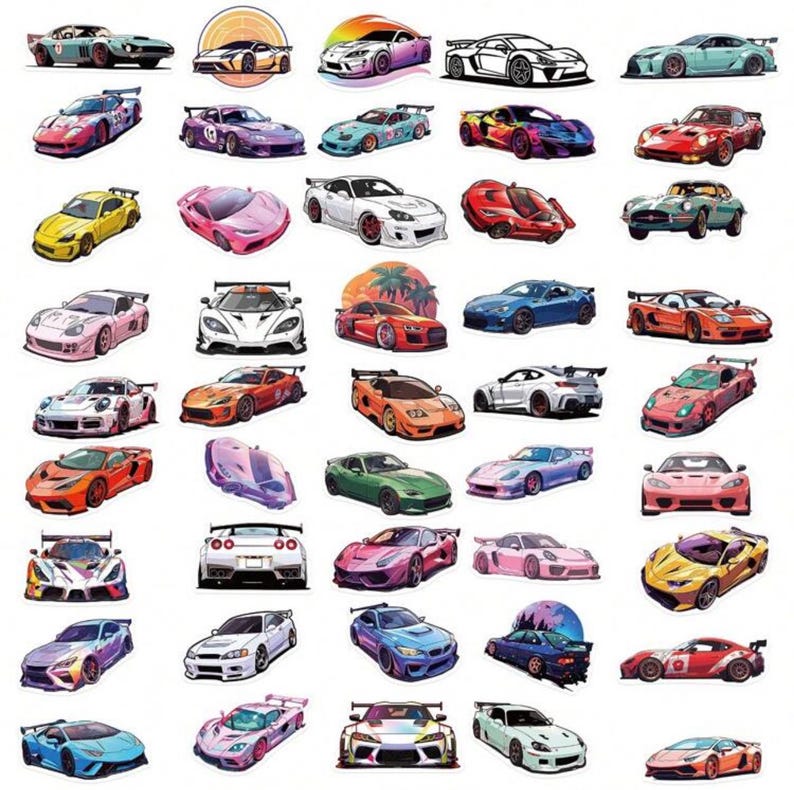 Sports Car Stickers: Waterproof Vinyl Decals for Laptop, Journals (5 ...
