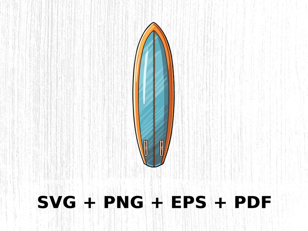 Cartoon Blue Surf Board SVG Png Eps, Commercial Use Clipart Vector ...