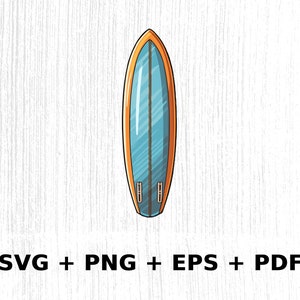 Cartoon Blue Surf Board SVG Png Eps, Commercial Use Clipart Vector ...