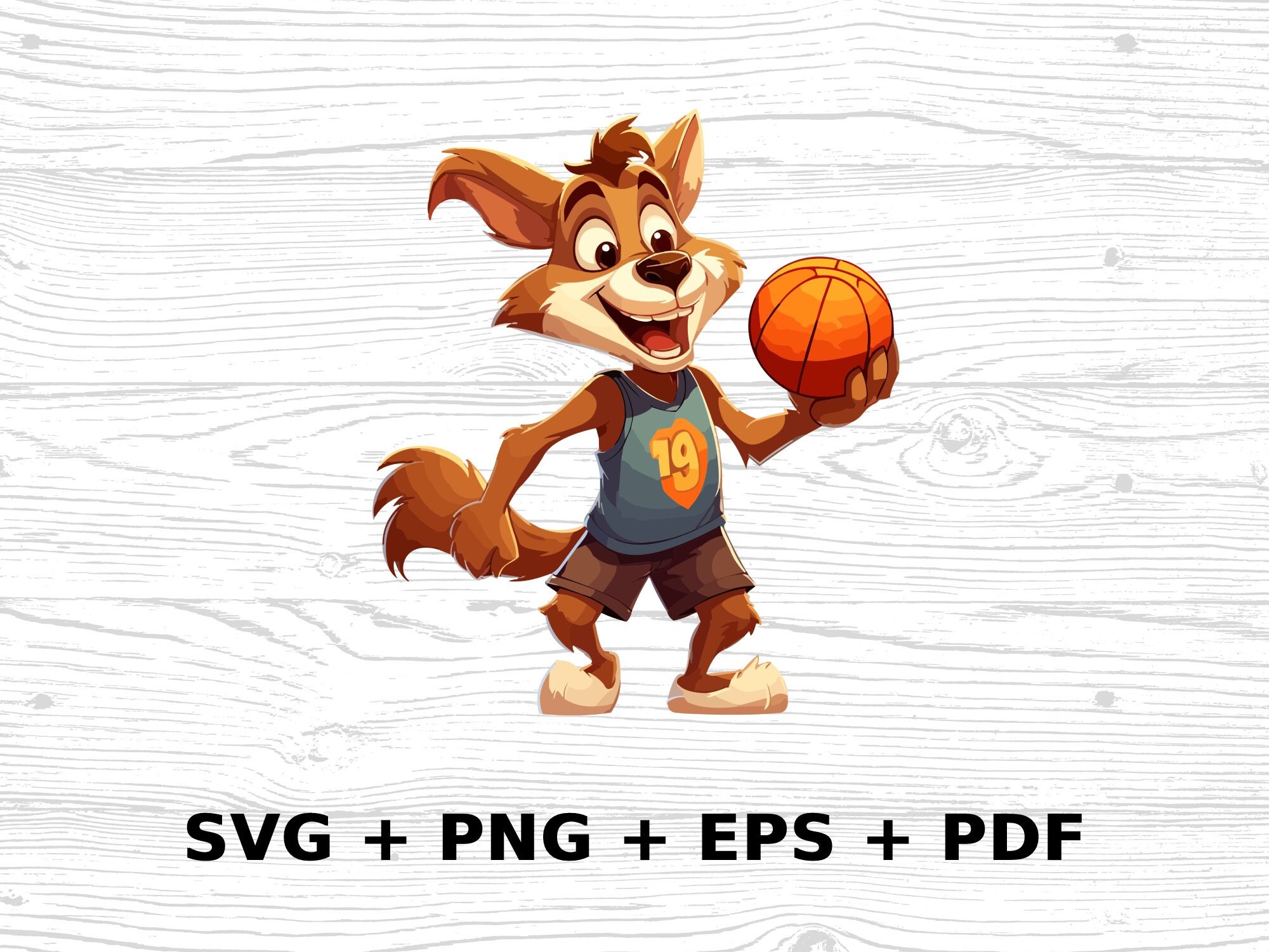 Cartoon Wolf Playing Basketball SVG Png Eps, Commercial Use Clipart ...