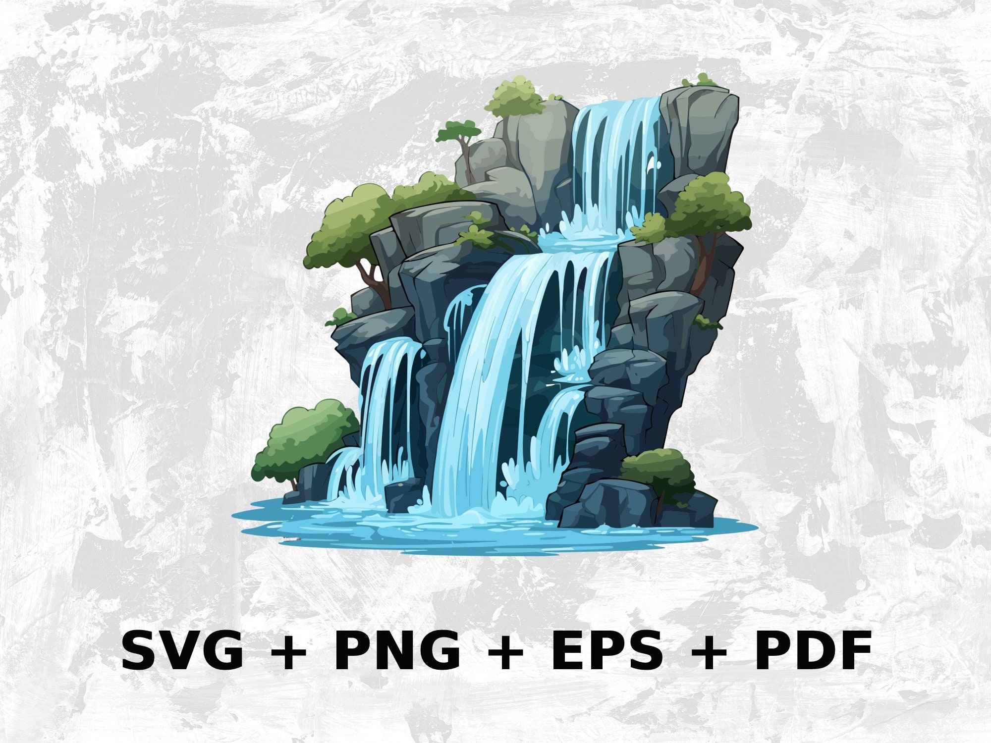 Waterfall SVG Png Eps, Commercial Use Clipart Vector Graphics for Wall ...
