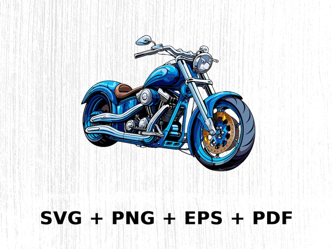 Cartoon Blue Motorcycle SVG Png Eps, Commercial Use Clipart Vector ...
