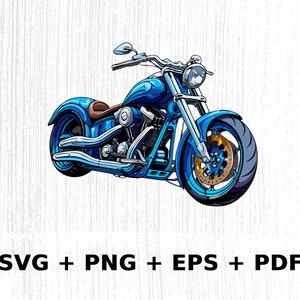 Cartoon Blue Motorcycle SVG Png Eps, Commercial Use Clipart Vector ...