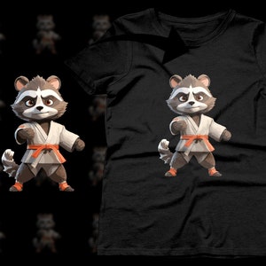 Cartoon Raccoon Karate SVG Png Eps, Commercial Use Clipart Vector ...