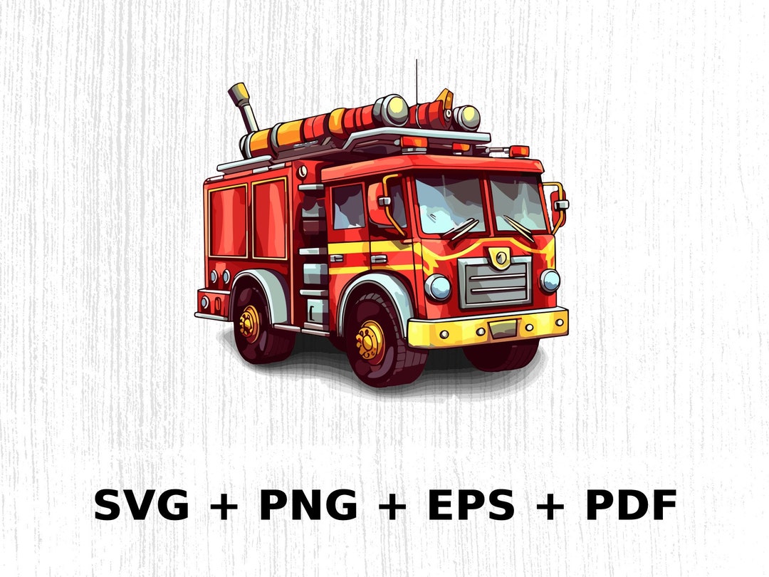 Fire Truck SVG Png Eps, Commercial Use Clipart Vector Graphics for Wall ...