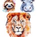Wild Animals Watercolor Clipart, PNG, Animals Illustration, Animal ...