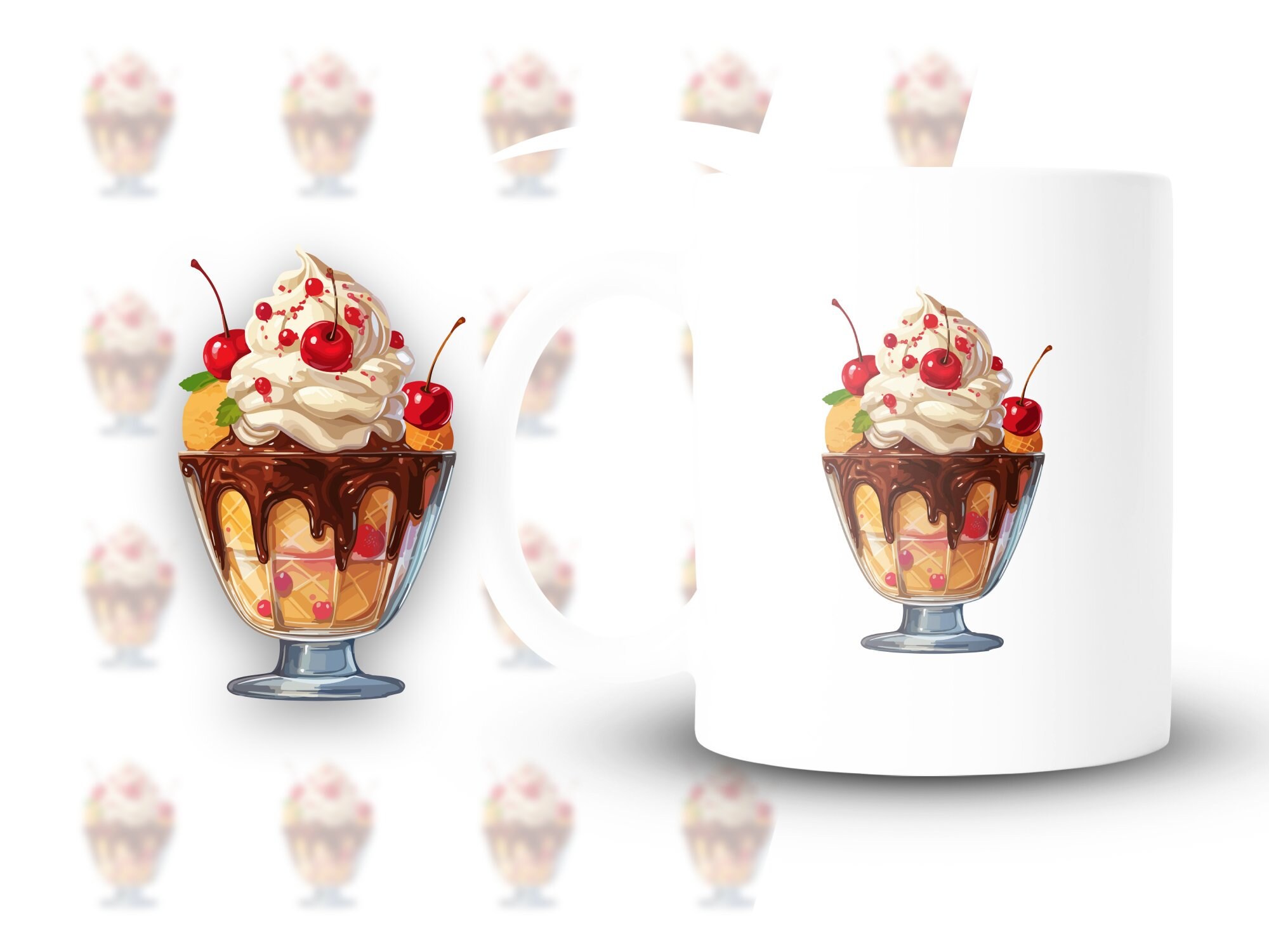 Cartoon Ice Cream Sundae SVG Png Eps, Commercial Use Clipart Vector ...