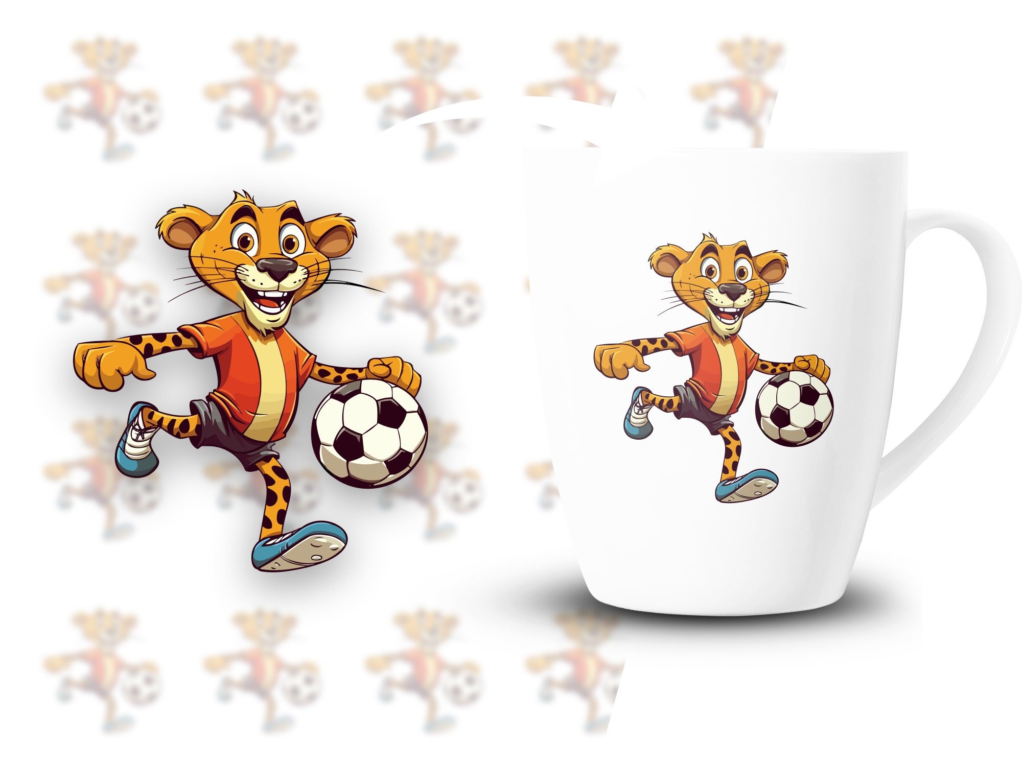 Cartoon Cheetah Playing Soccer SVG Png Eps, Commercial Use Clipart ...