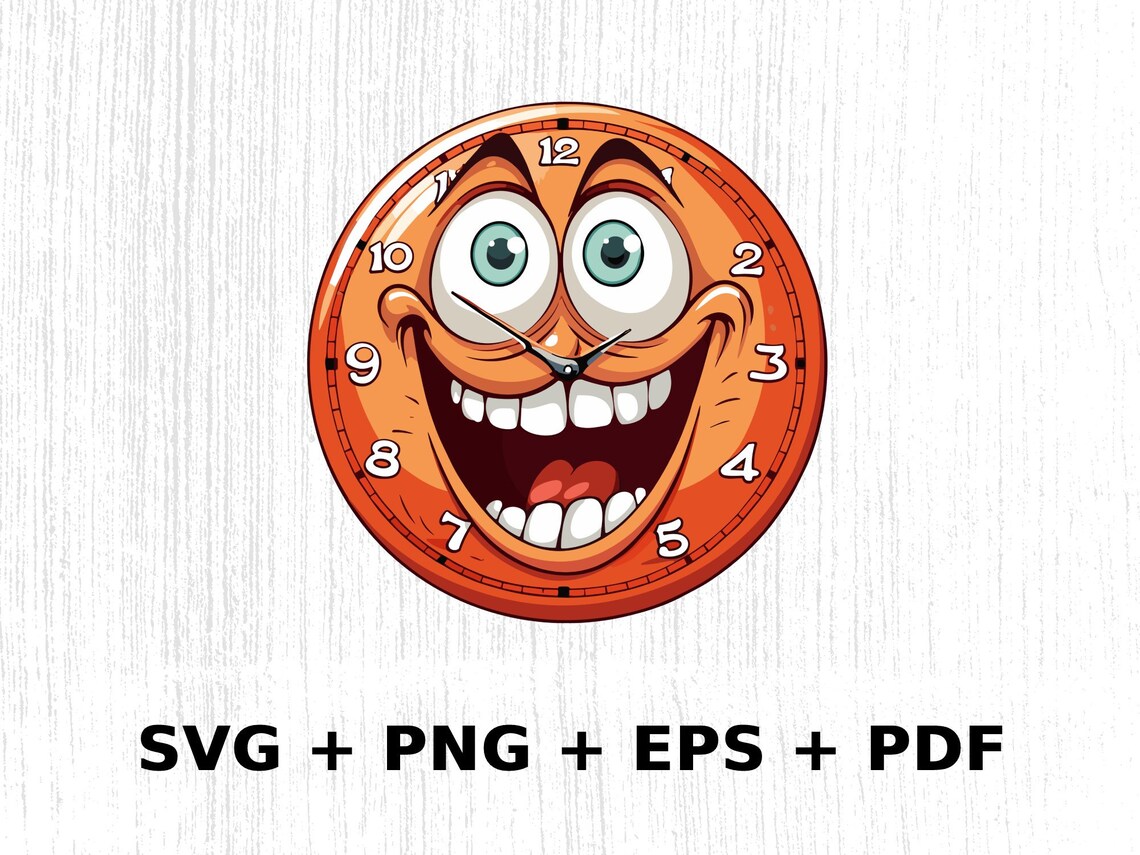 Cartoon Clock Face SVG Png Eps, Commercial Use Clipart Vector Graphics ...
