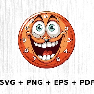 Cartoon Clock Face SVG Png Eps, Commercial Use Clipart Vector Graphics ...