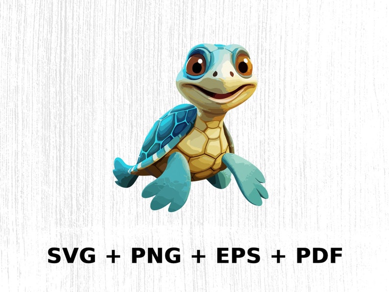 Cartoon Sea Turtle SVG Png Eps, Commercial Use Clipart Vector Graphics ...