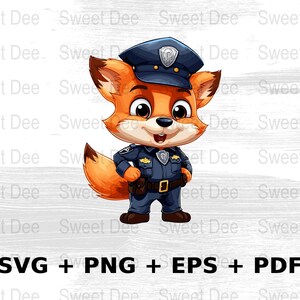 Cartoon Police Fox Svg Png Eps, Commercial Use Clipart Vector Graphics ...